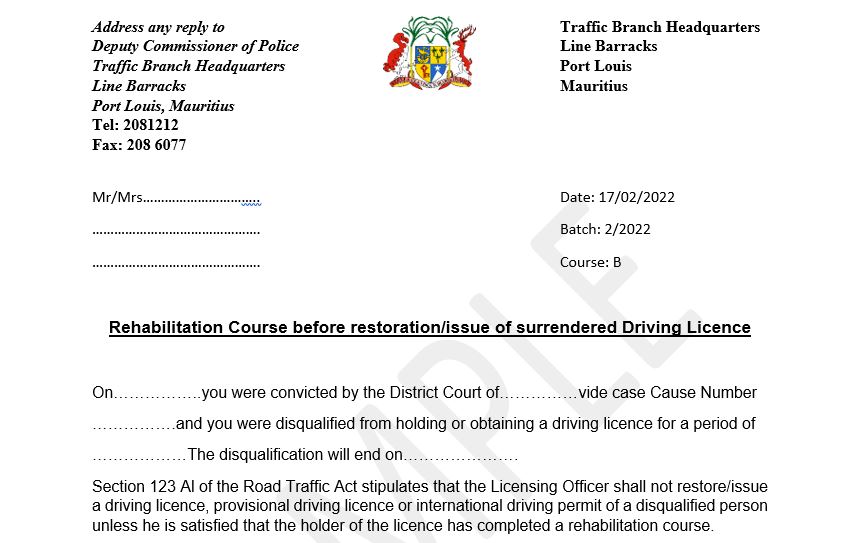 Road Safety in Mauritius - New Laws | Rehabilitation Course ...